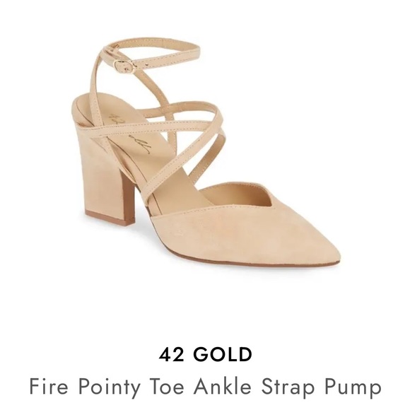 42 GOLD | Shoes | 42 Gold Fire Buff Beige Suede Ankle Strap Heels ...